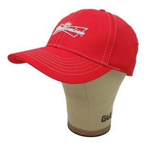 Budweiser | Accessories | Budweiser Logo Stitch Red Strapback Cap ...